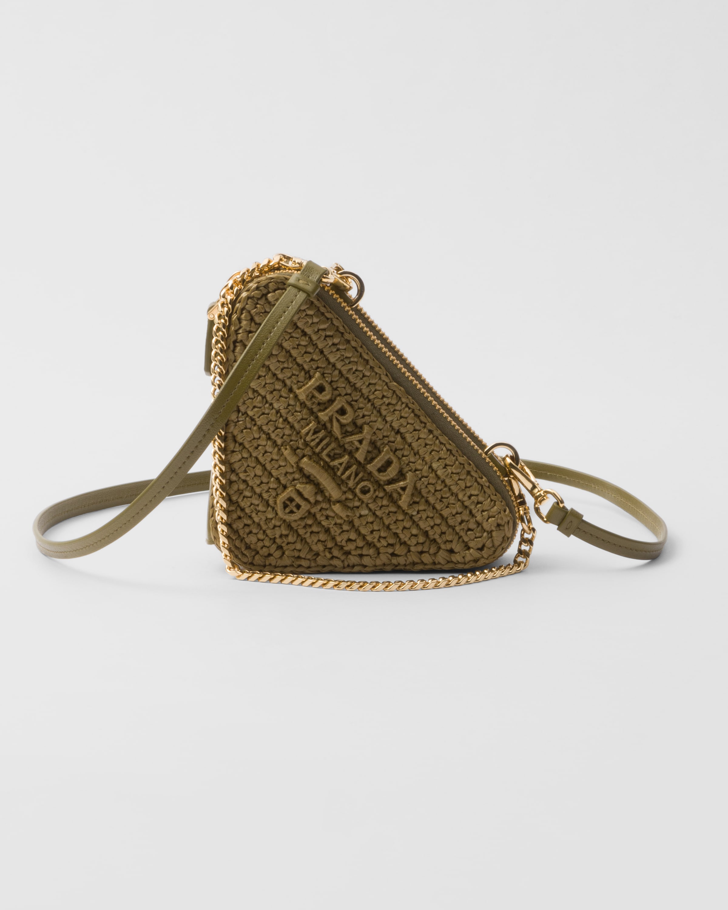 Prada Crochet And Leather Mini-Pouch - Olive Green | Editorialist